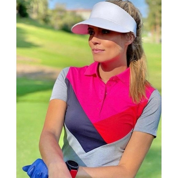 G/FORE | Tops | Gfore Chevron Colorblock Polo Top Pink Grey Womens Golf ...